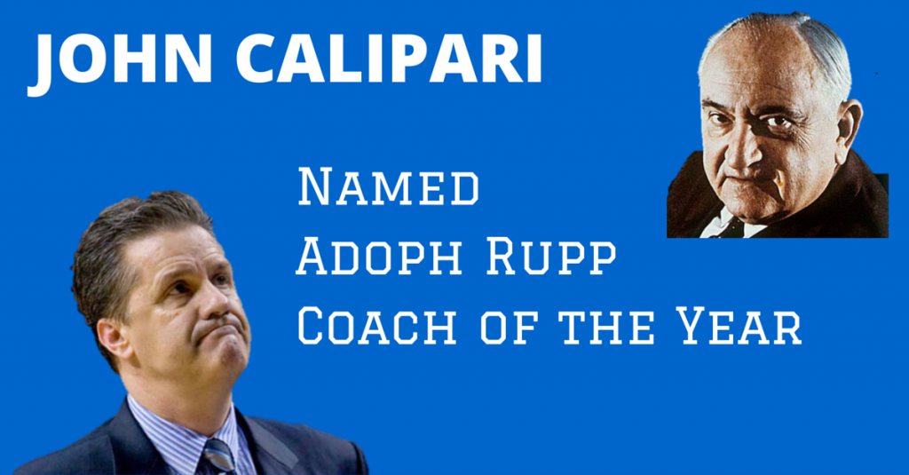 Watch: John Calipari Presented with Rupp Cup as Adolph Rupp Coach of ...